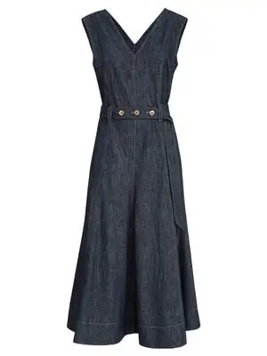 BRUNELLO CUCINELLI Brunello Cucinelli Denim-Effect Sleeveless Midi Dress