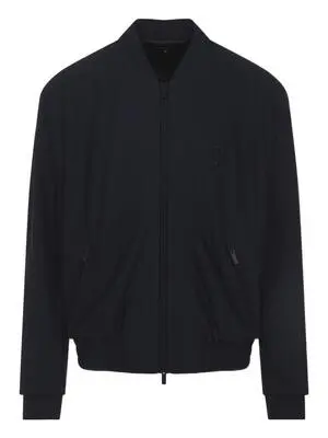 Giorgio Armani Textured Logo Bomber Jacket - Dark Navy