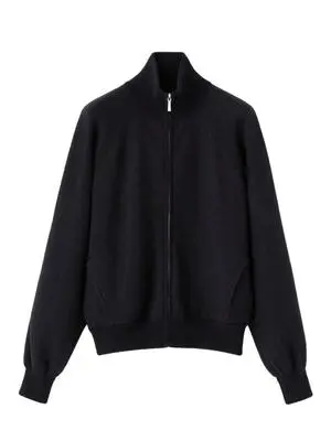 Loro Piana High-neck Zip Bomber - Navy Blue