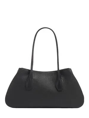THE ROW Alger Shoulder Bag In Vintage Grain Leather - Black