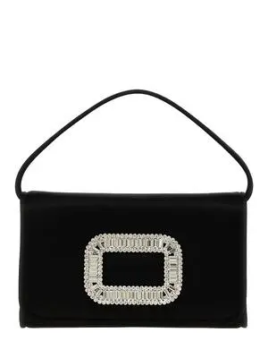 ROGER VIVIER Pilgrim Embellished Micro Satin Handbag - Black