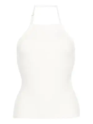 Jacquemus Ribbed Halterneck Knit Top - White