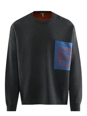 Loewe Anagram Pocket Crew Neck Sweater - Black