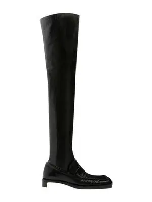 JIL SANDER Over-the-knee Stretch Nappa Leather Boots - Black