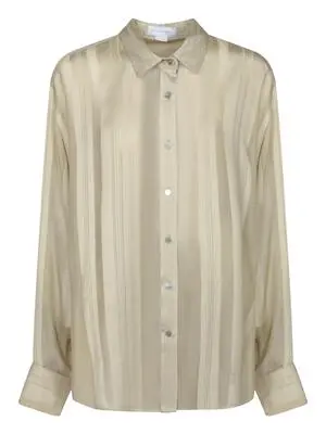 Stella McCartney Oversized Sheer Striped Panelled Shirt - Khaki
