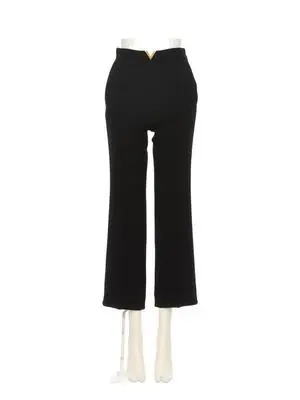 Valentino Garavani Wool Crepe Cropped Pants With Gold Logo Plaque - Black