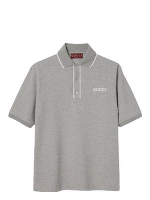 Gucci Logo Embroidered Short-sleeve Polo Shirt - Grey