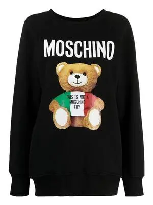 Moschino Teddy Bear Print Crew Neck Sweatshirt - Black