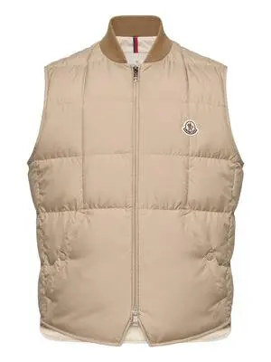 Moncler Elberton Square-quilted Down Gilet - Gray-beige