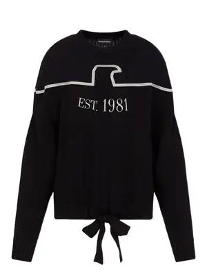 Emporio Armani Embroidered Logo Cotton Jumper - Black