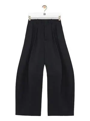 Loewe Barrel Trousers In Cotton And Silk Gabardine - Black