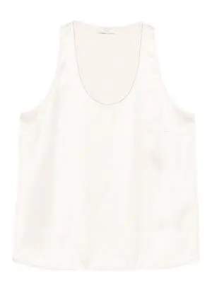 Peserico Sleeveless Scoop Neck Top With Tonal Stitching - White
