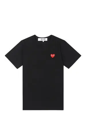 Play Comme Des Garcon Short Sleeve T-shirt With Heart Applique - Black