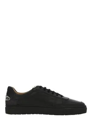 VIVIENNE WESTWOOD Logo-print Calf Leather Sneakers - Black