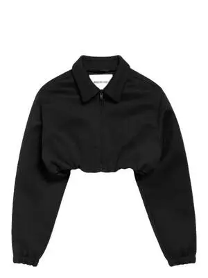 Balenciaga Cropped Zip-up Jacket With Embroidered Logo - Black