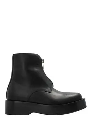 Bottega Veneta Square Toe Chunky Zip Up Boots - Black