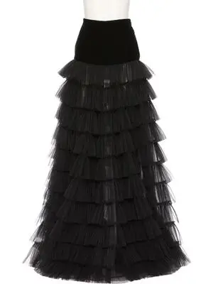VALENTINO Valentino Black Tiered Tulle Skirt