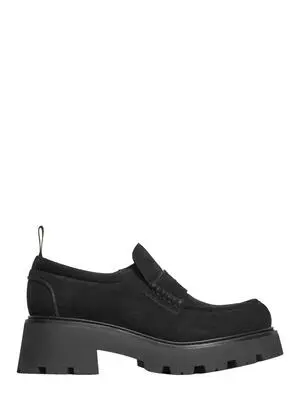 Celine Triomphe Loafers In Suede Calfskin - Black