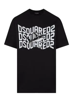 Dsquared2 Logo Printed Crewneck T-shirt - Black