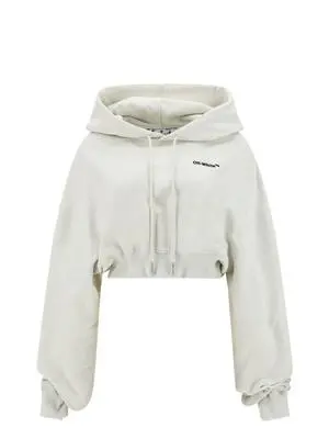 Off-White Logo Cropped Hoodie - White