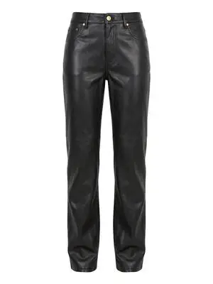 Michael Kors Straight-leg Leather Pants - Black