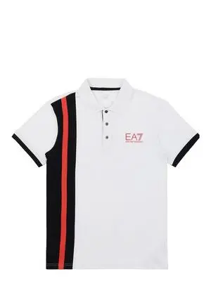 EA7 Logo Printed Polo Shirt - White