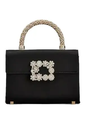 ROGER VIVIER Embellished Foldover Top Tote Bag - Black