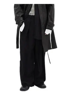 ANN DEMEULEMEESTER Pleated Wide Leg Trousers - Black