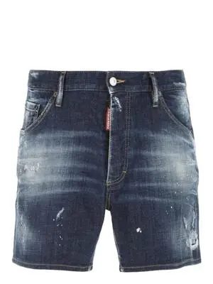 Dsquared2 Distressed Denim Bermuda Shorts - Black