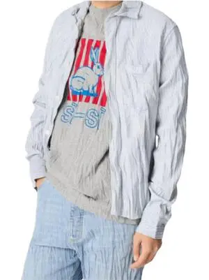 Bottega Veneta Crushed Striped Shirt - Gray