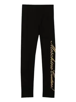Moschino Embroidered-logo Detail Leggings Black