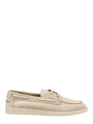 Prada Allacciate Lace-up Boat Shoes - Nude