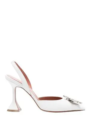 Amina Muaddi Open-toe High-heeled Sandals With Crystal Embellishments - White