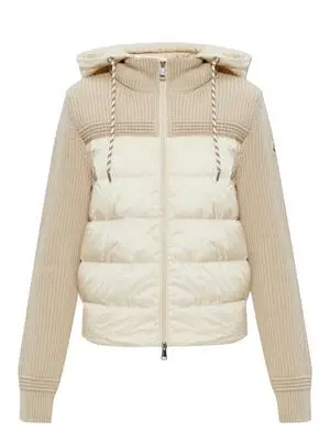 Moncler Quilted Cardigan With Drawstring Hood - Snow-white