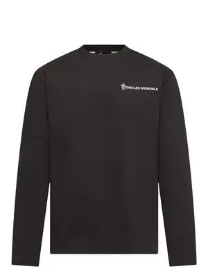Moncler Logo Long Sleeve Cotton T-shirt - Black
