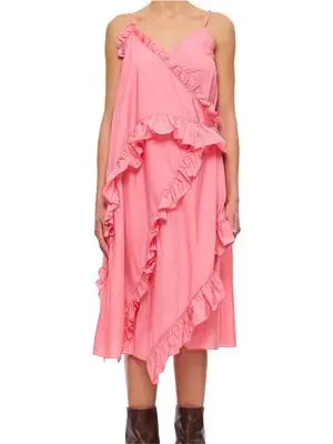 Cecilie Bahnsen Spaghetti Strap Ruffled Dress - Pink