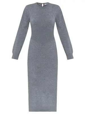 Givenchy Knitted Midi Dress With Side Vents - Grey