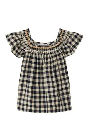 Bonpoint Carlie Smocked Blouse - Black