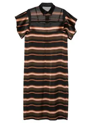 Sacai Striped Midi Dress - Black