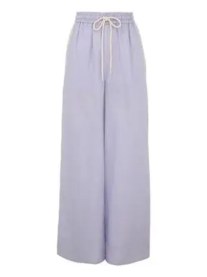 Zimmermann Everley Lace-trimmed Wide-leg Trousers - Blue