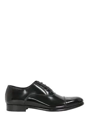 Dolce & Gabbana Lace-up Perforated Cap Toe Oxford Shoes - Black