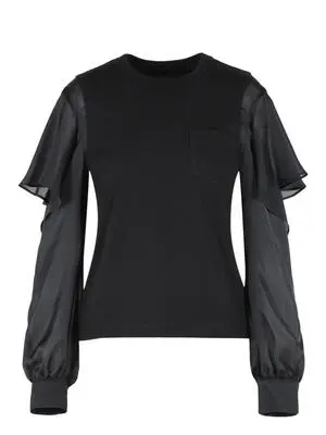 Sacai Sheer Panel Long-sleeve T-shirt - Black