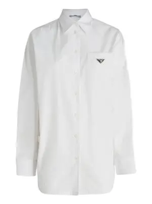 Prada Logo Plaque Button-up Shirt - White