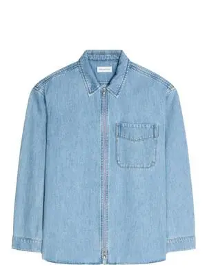 Dries Van Noten Zip Up Denim Shirt - Light Blue