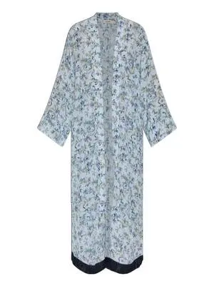 ZADIG&VOLTAIRE Zadig & Voltaire Long Sleeve Silk Floral Print Coat With Tasseled Hem