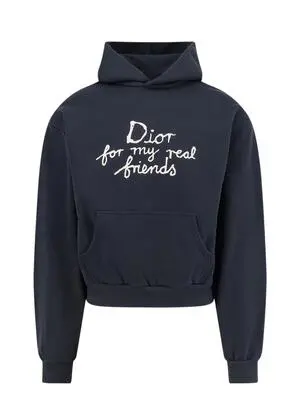 Dior Embroidered Hooded Sweatshirt - Blue