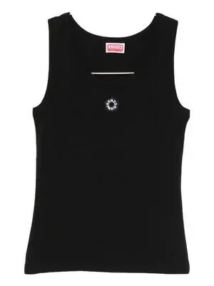 Kenzo Boke Flower 2.0 Embroidered Rib Tank Top - Black