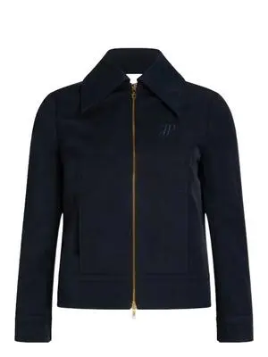 PATOU Cropped Zip-up Jacket With Embroidered Logo - Black
