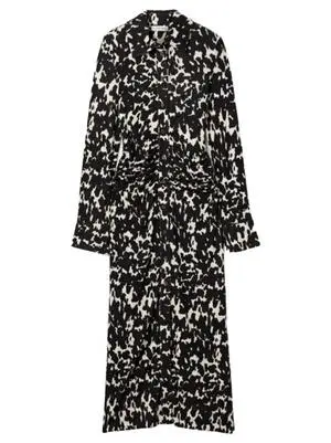 Altuzarra Ruched Printed Crepe-jersey Midi Dress - Black