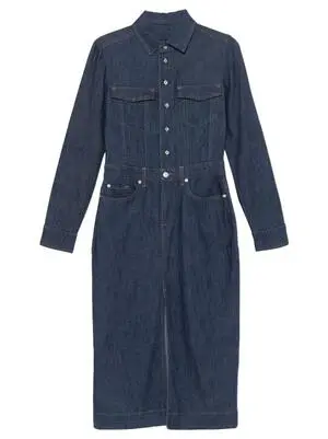 7 For All Mankind Denim Midi Shirt Dress - Blue